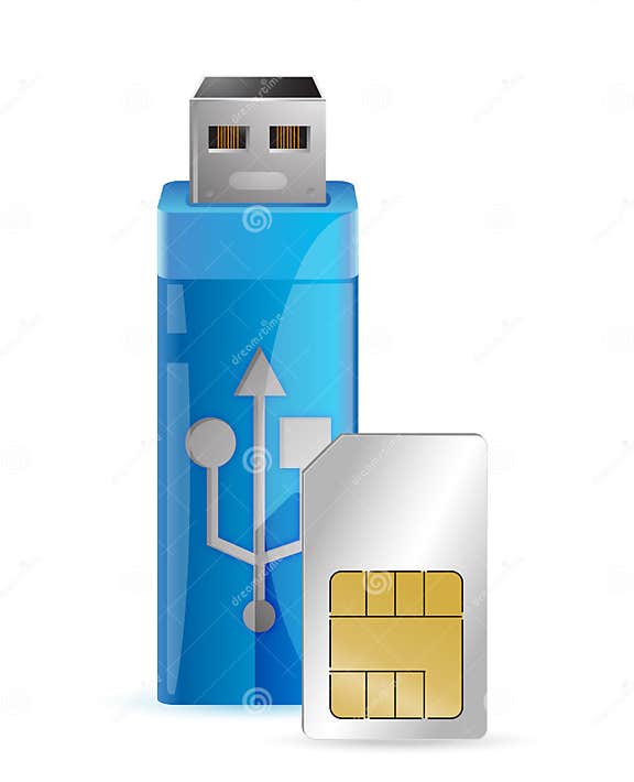One Internet Key with a Sim Card Stock Illustration - Illustration of ...