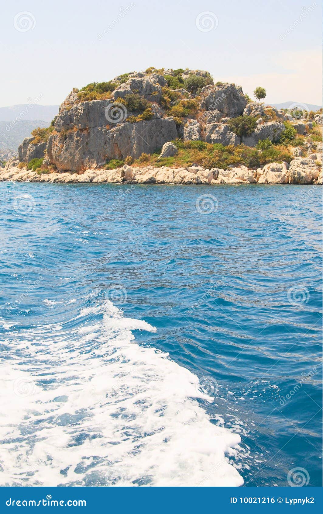 One Island in the Turquoise Sea. Stock Photo - Image of rocks ...