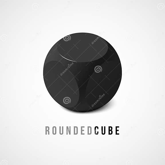 One Isometric Black Cube with Rounded Edges and Angles, Matte Photo ...