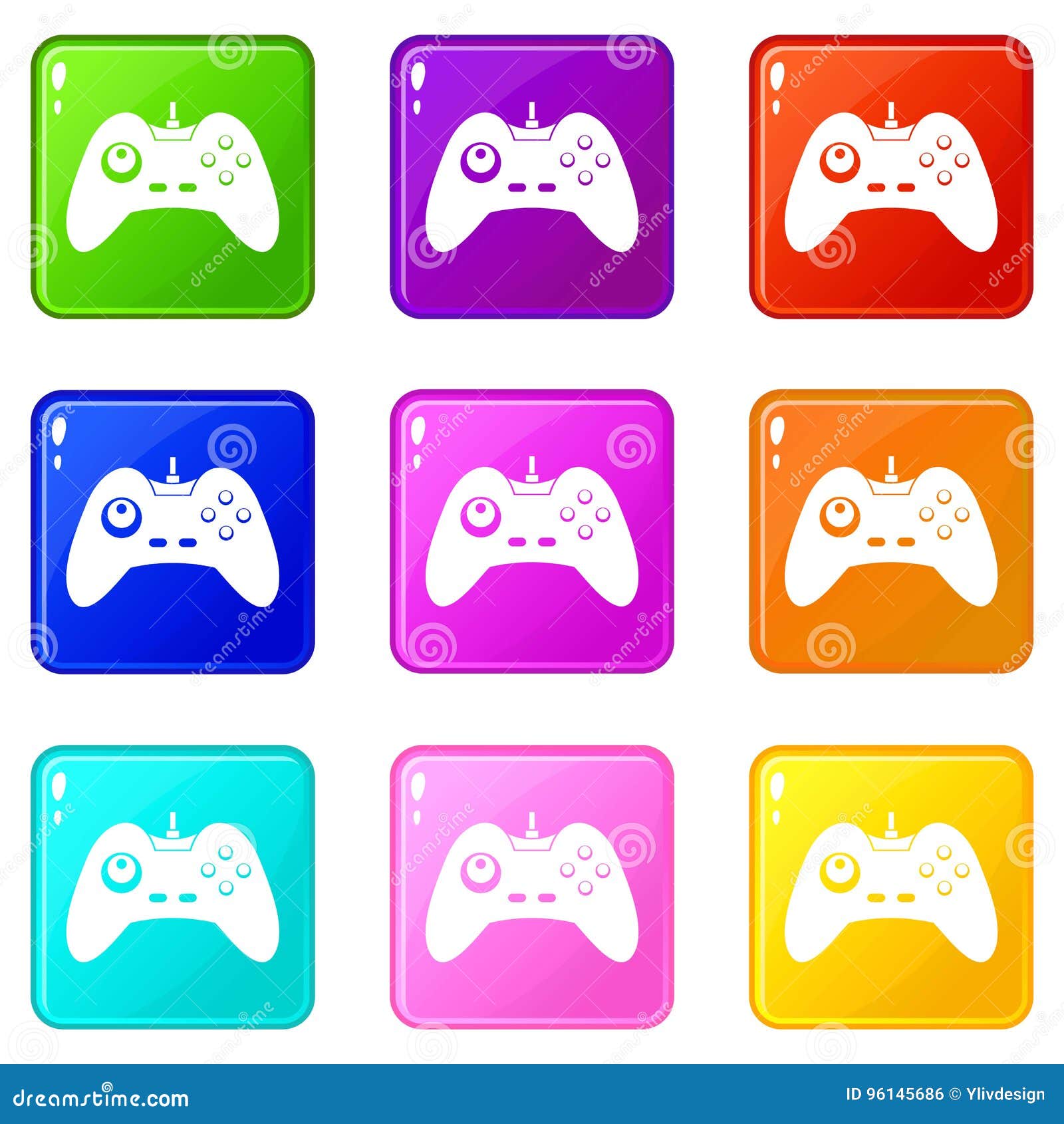 One joystick icons 9 set stock vector. Illustration of carting - 96145686