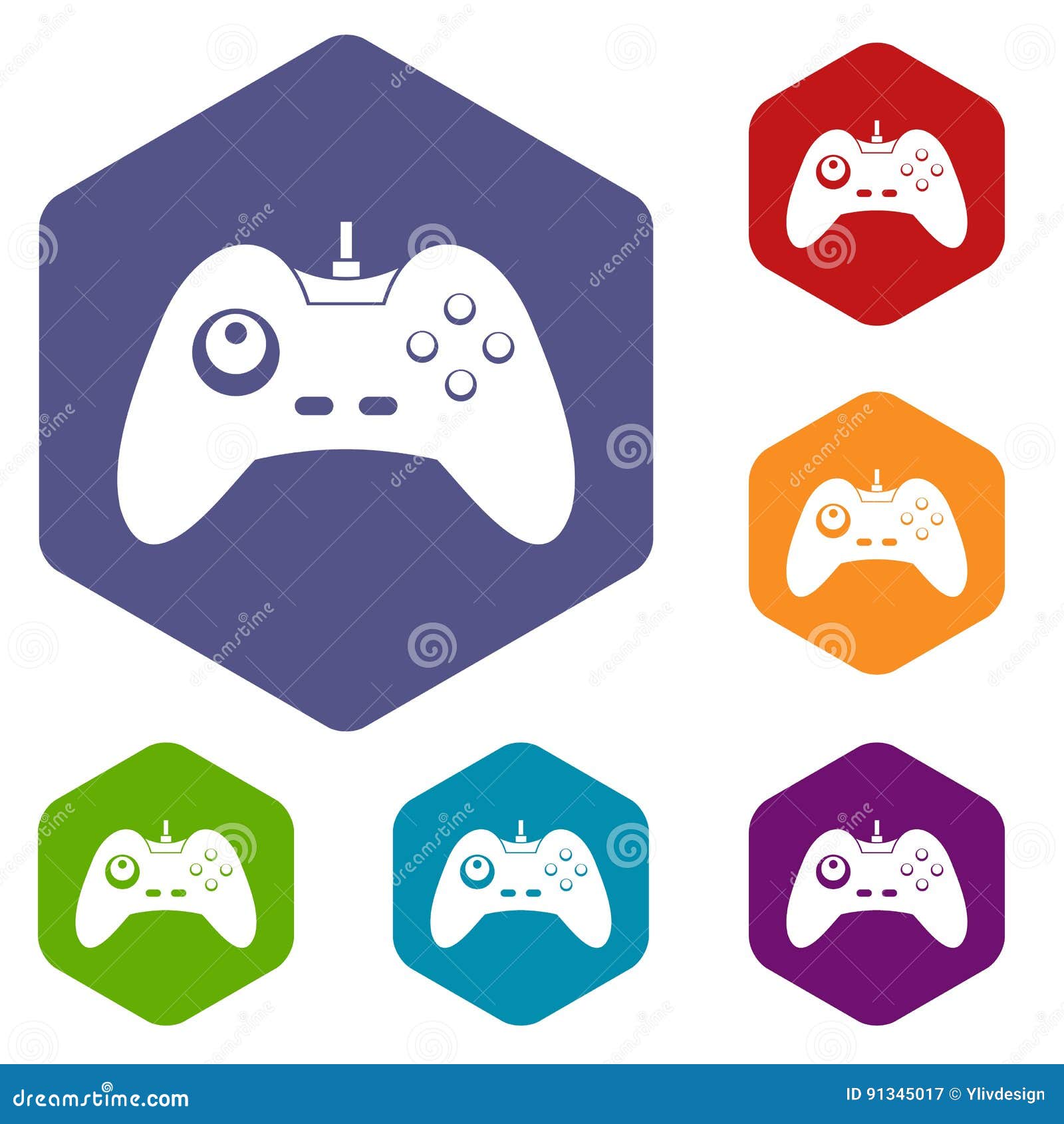 One Joystick Icons Set Hexagon Stock Vector - Illustration of symbol ...