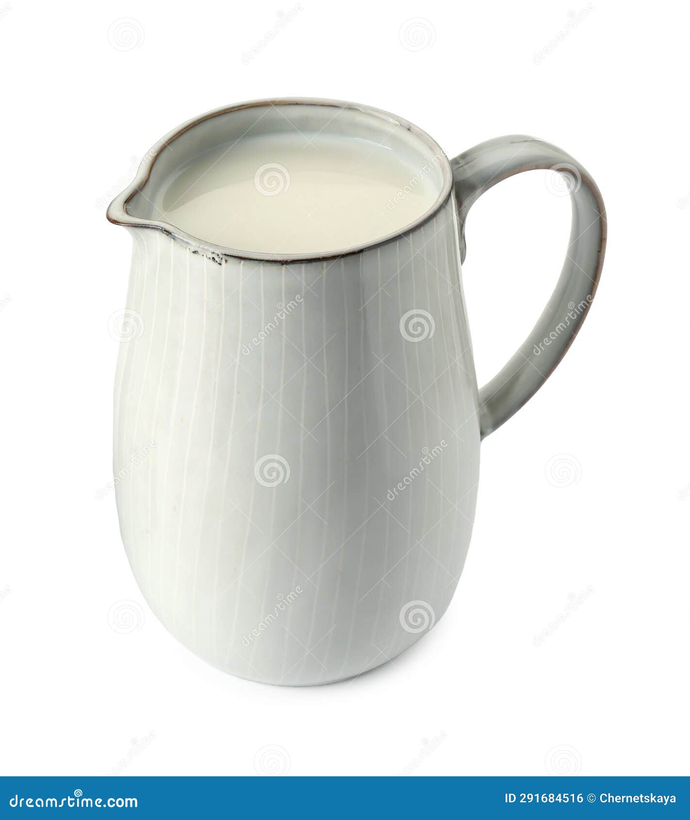 One Jug Full of Fresh Milk Isolated on White Stock Photo - Image of ...