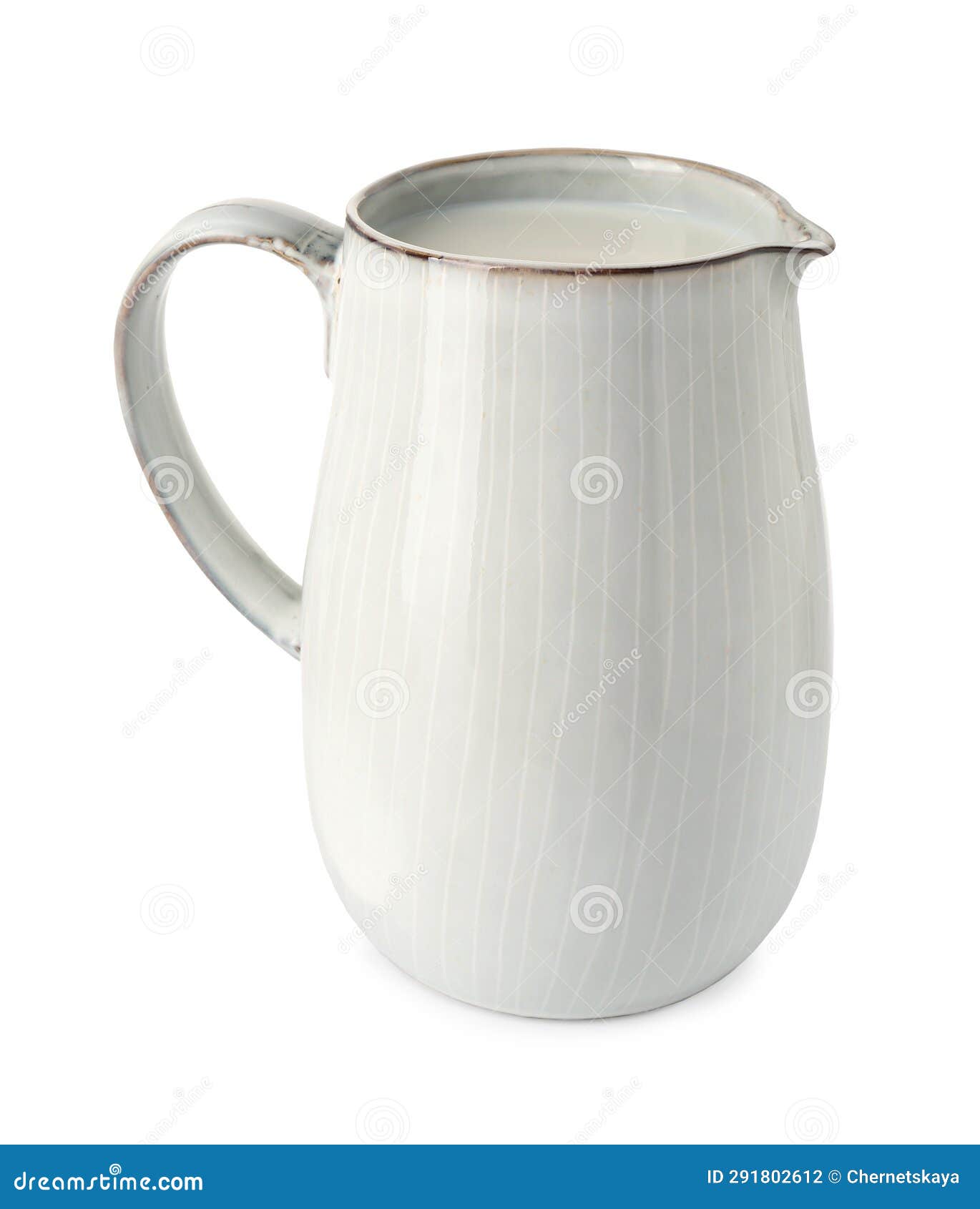 One Jug Full of Fresh Milk Isolated on White Stock Photo - Image of ...
