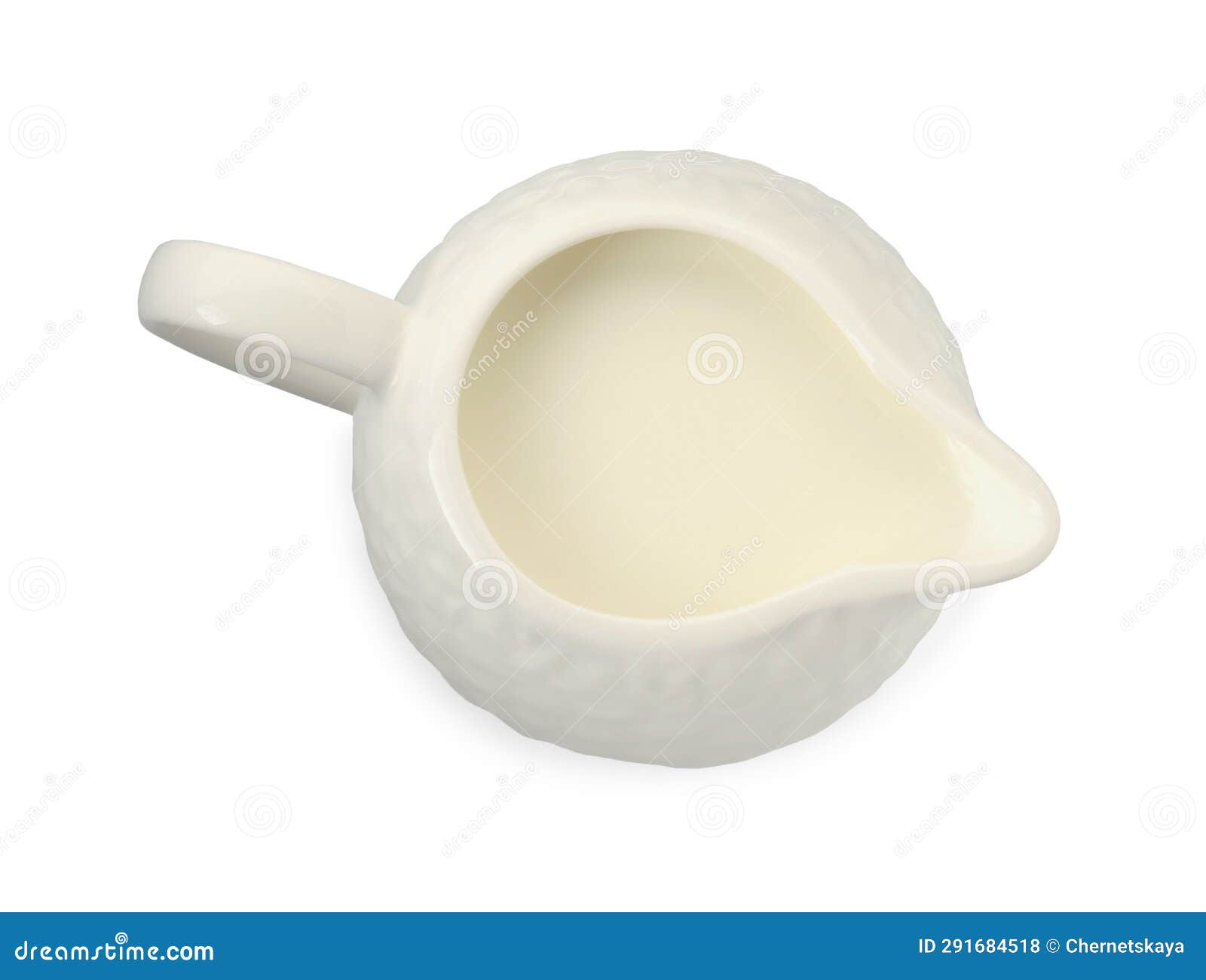 One Jug Full of Fresh Milk Isolated on White, Top View Stock Photo ...