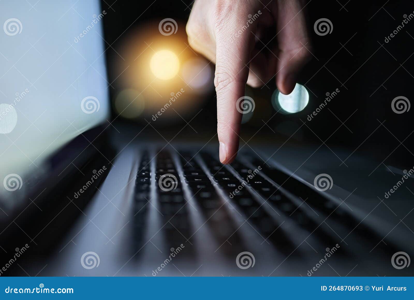 One Key at a Time. an Unrecognizable Computer Hacker Using a Laptop ...