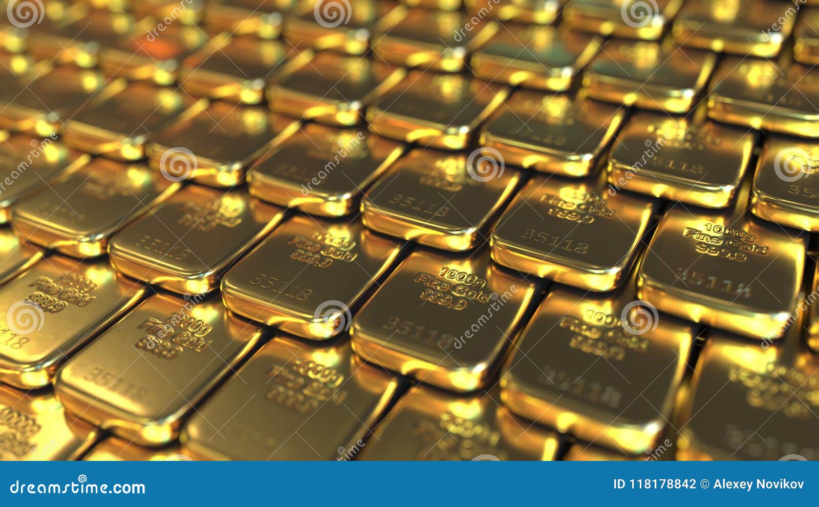 One Kilo Gold Bars. Realistic 3D Rendering Stock Illustration ...