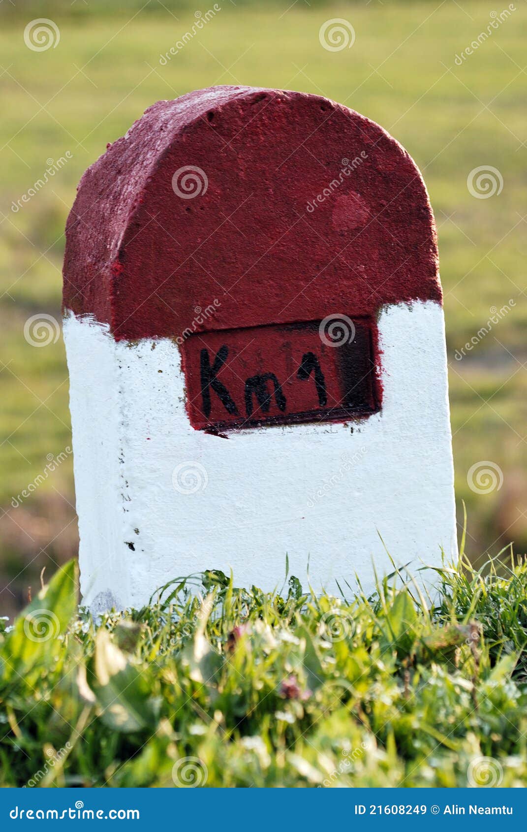 One Kilometer Marking Stone Stock Image - Image of white, marking: 21608249