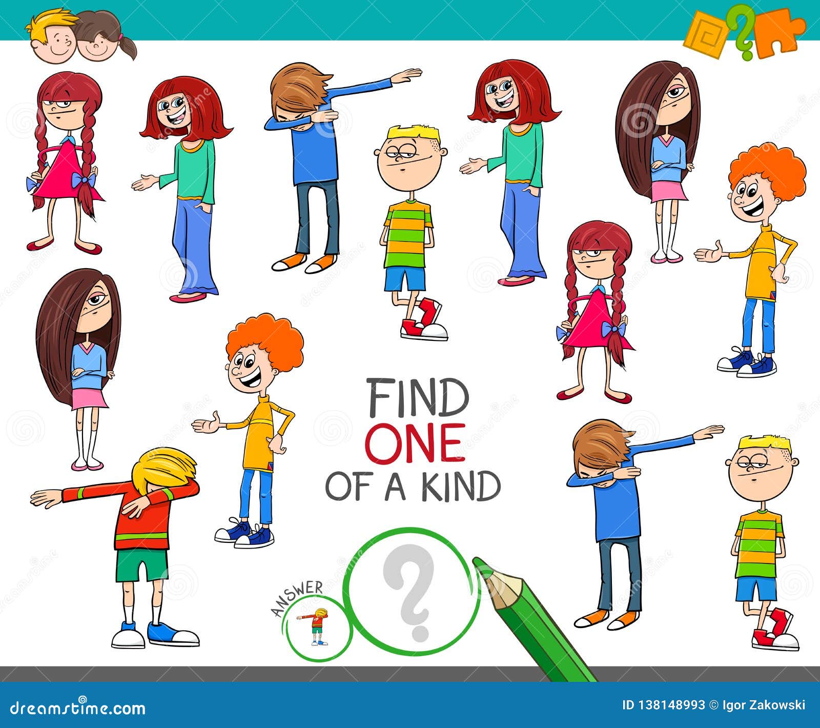 One of a Kind Game with Kids Color Book Stock Vector - Illustration of ... One of a Kind Game with Kids Color Book Stock Vector - Illustration of ...