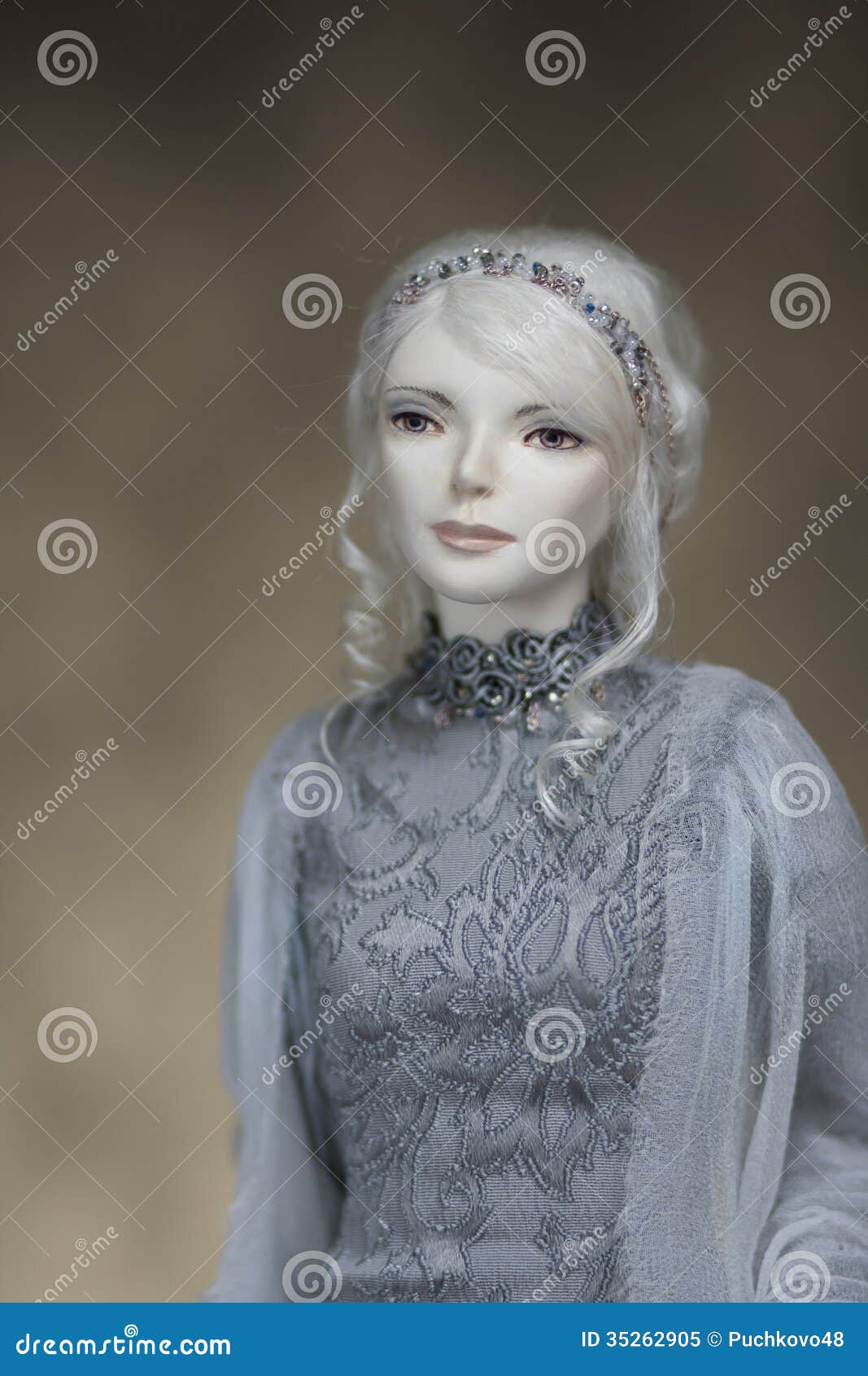One-of-a-kind Handmade Doll Stock Image - Image of grey, fragility ...