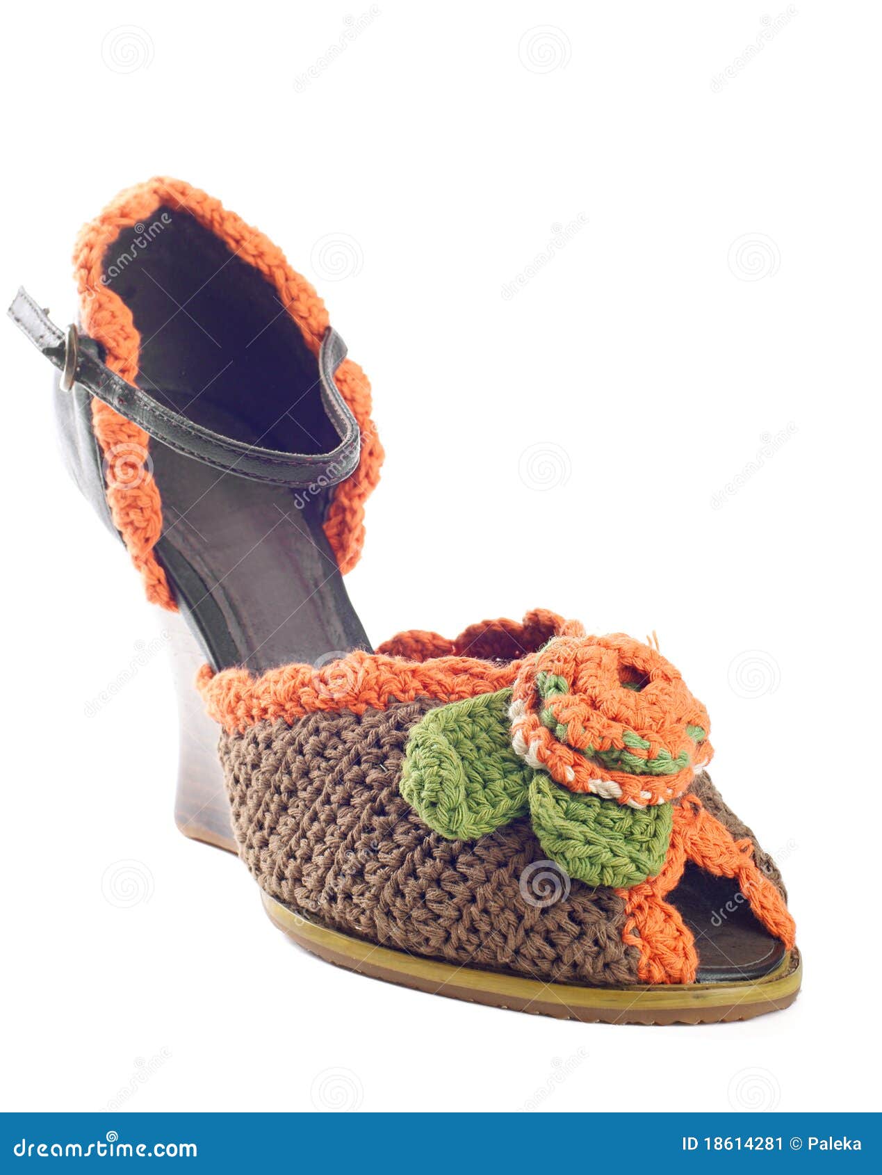 One knitted shoes stock image. Image of elegance, orange - 18614281