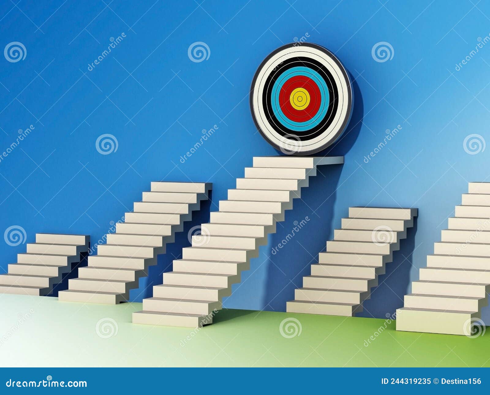 One Ladder Reaching the Bullseye Target among Short Ladders. 3D ...