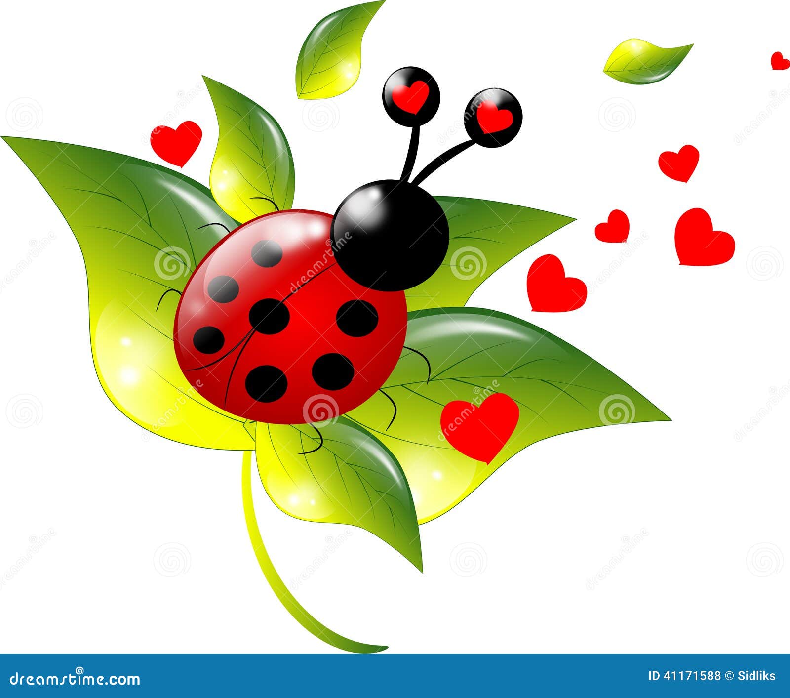 One ladybugs on leaf stock illustration. Illustration of child - 41171588