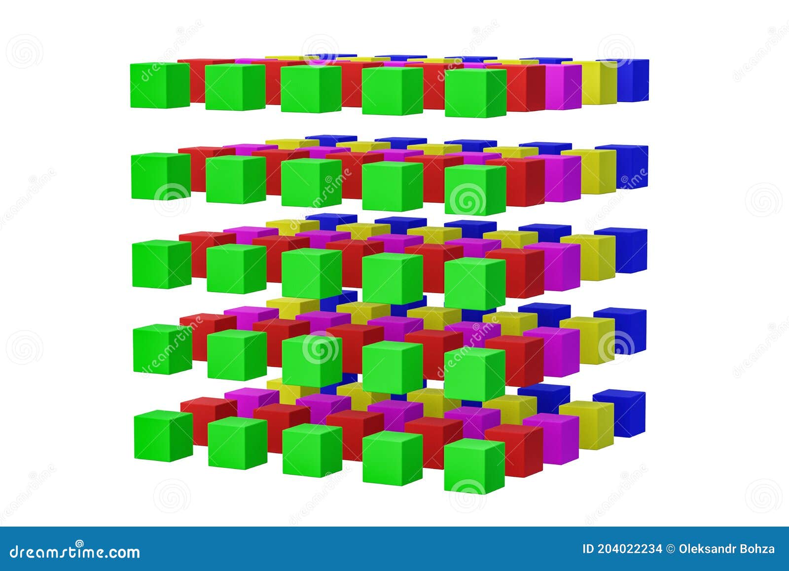 Cube Made Of Colorful Cubes Isolated, Set Of Four Royalty-Free Stock ...