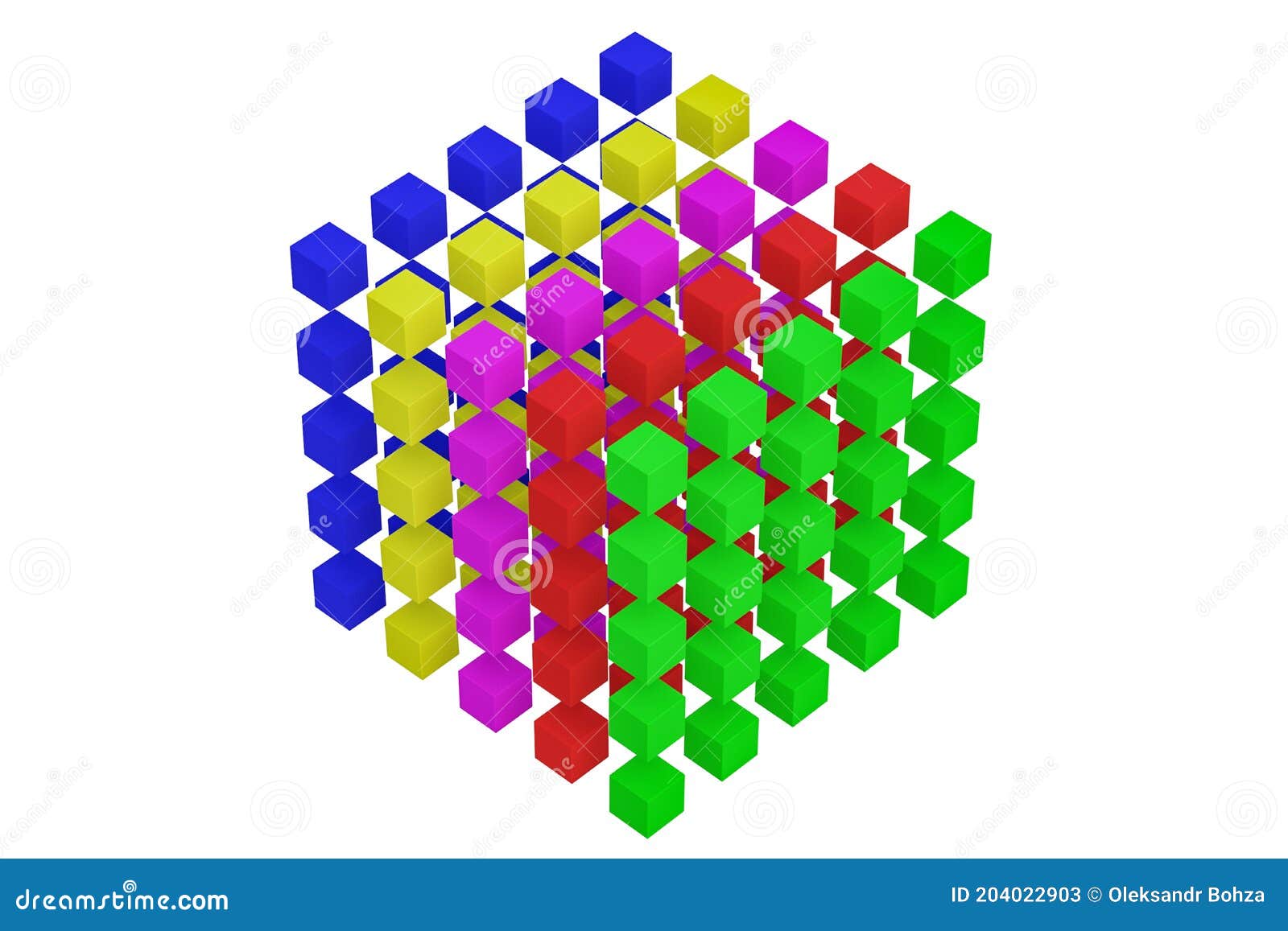 Cube Made Of Colorful Cubes Isolated, Set Of Four Royalty-Free Stock ...