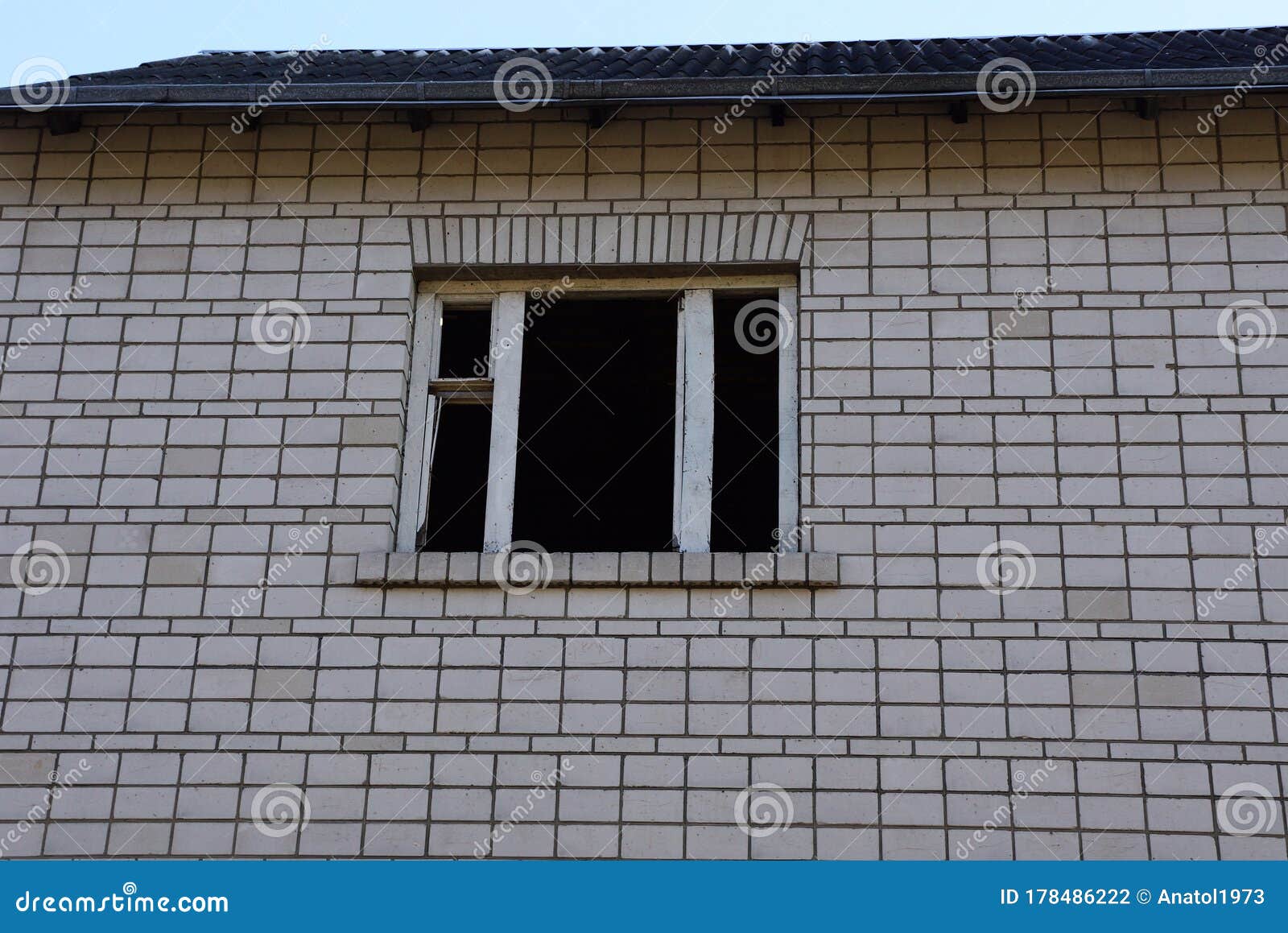 One Large Empty Window without Glass Stock Photo - Image of concrete ...