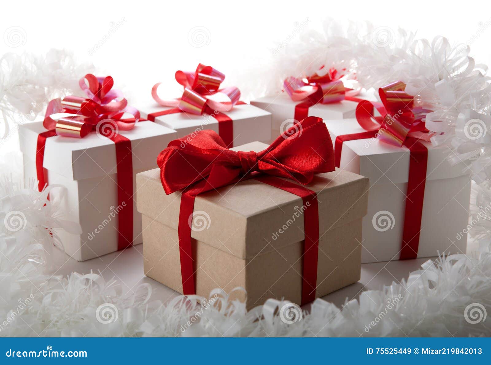 One Large Gift Box and White Gift Boxes Stock Image - Image of gift ...