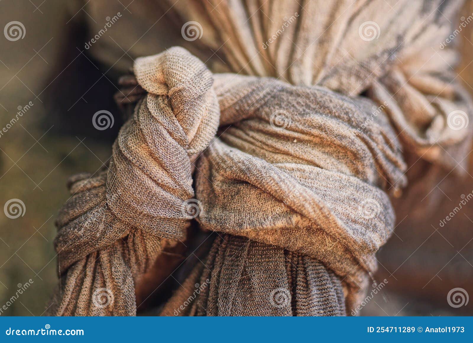 Knot of Brown Dirty Handkerchief Fabric Stock Image - Image of object ...
