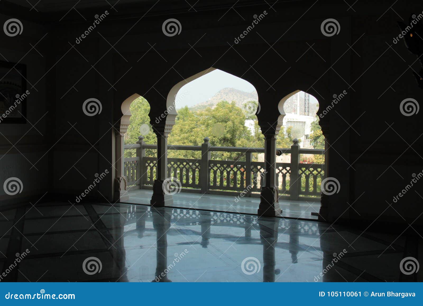 Three Arches on Pillars and Balcony Stock Image - Image of mughal ...