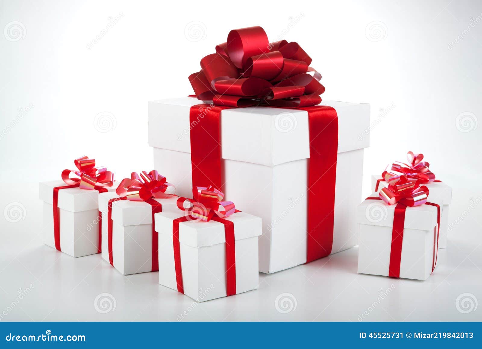 One Large White Gift Box and White Gift Boxes Stock Image - Image of ...