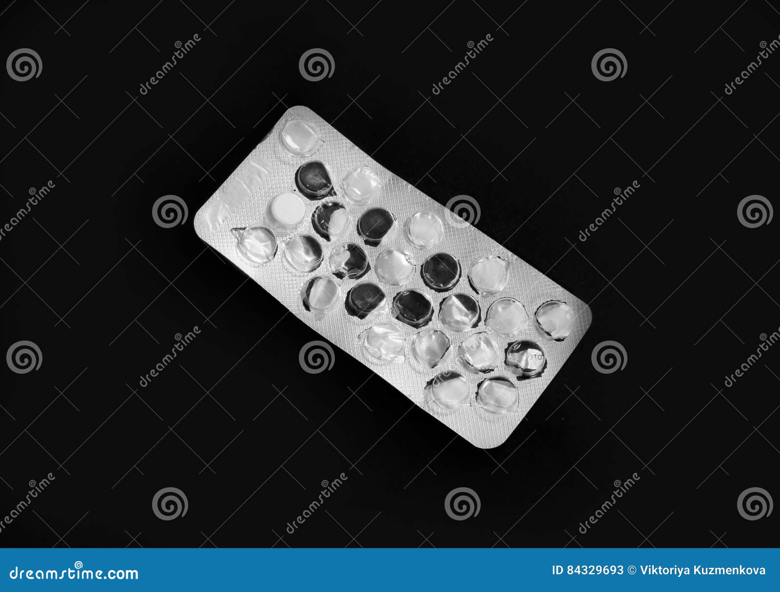 One Last Pill in Pack. Empty Packaging of Tablets. Blister of White ...