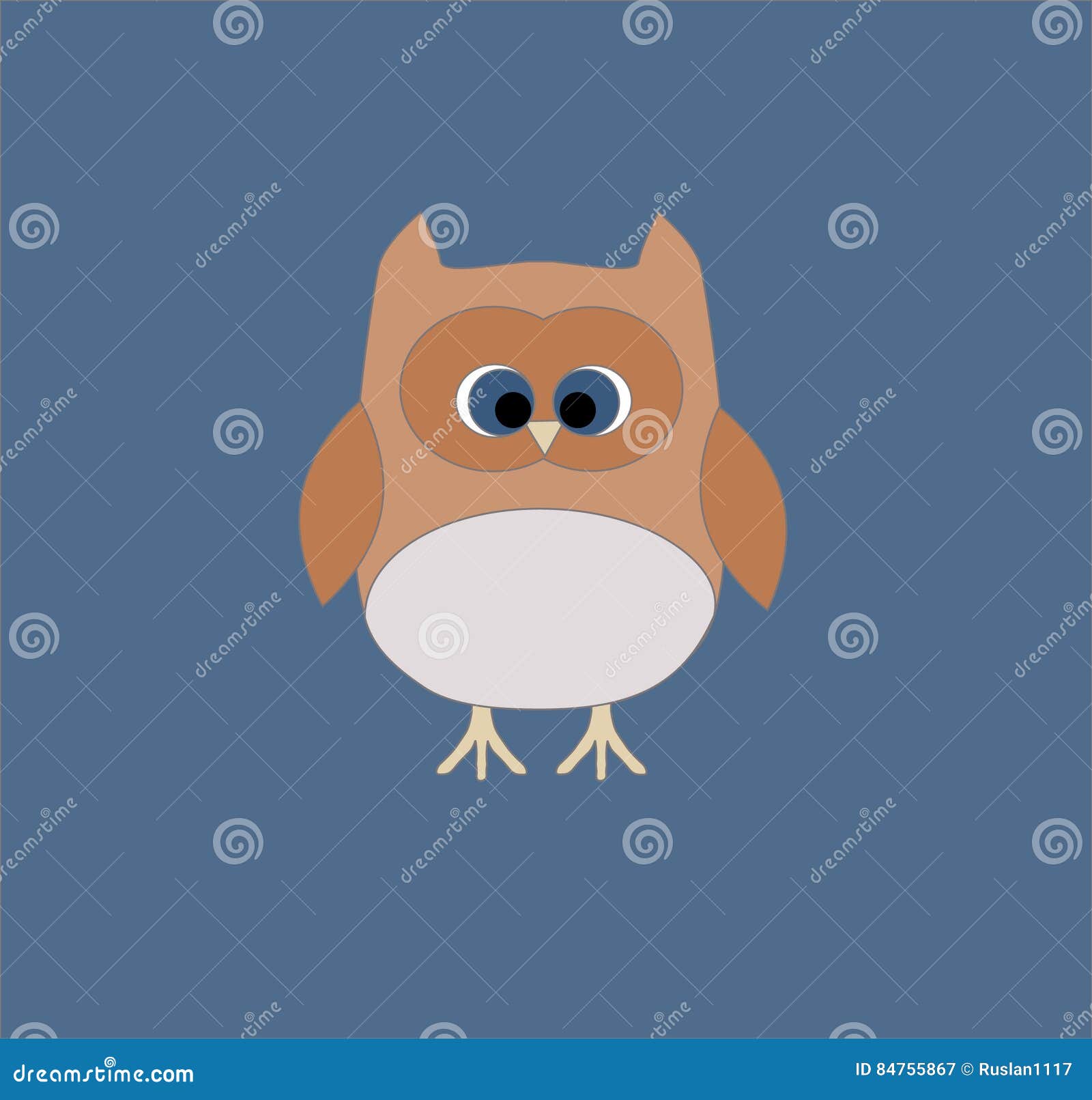 One Light Blue Owl on Blue Background Stock Vector - Illustration of ...