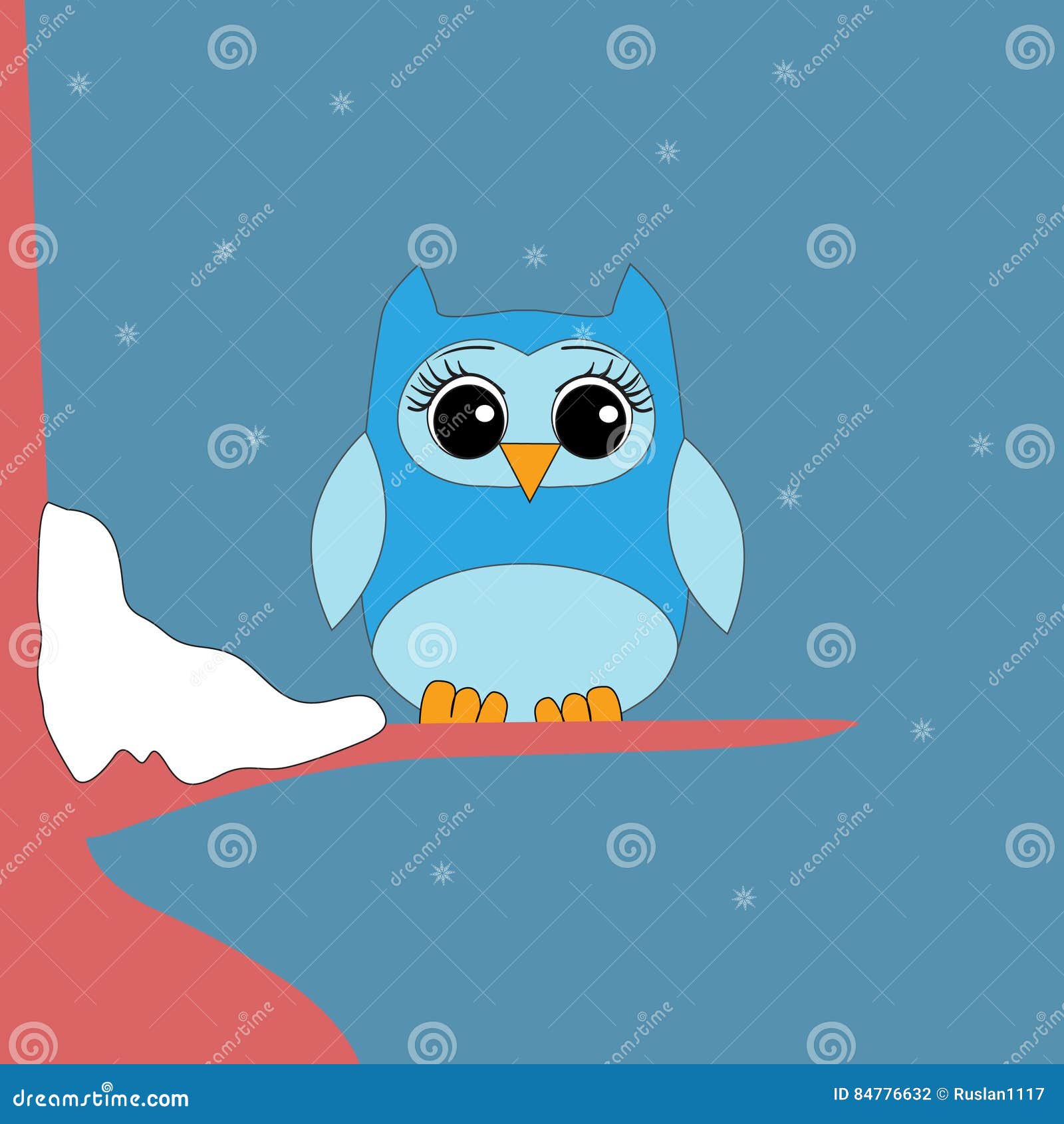 One Light Blue Owl on Snow Background Stock Vector - Illustration of ...