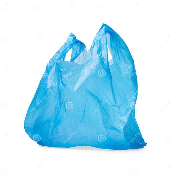 One Light Blue Plastic Bag Isolated on White Stock Image - Image of ...