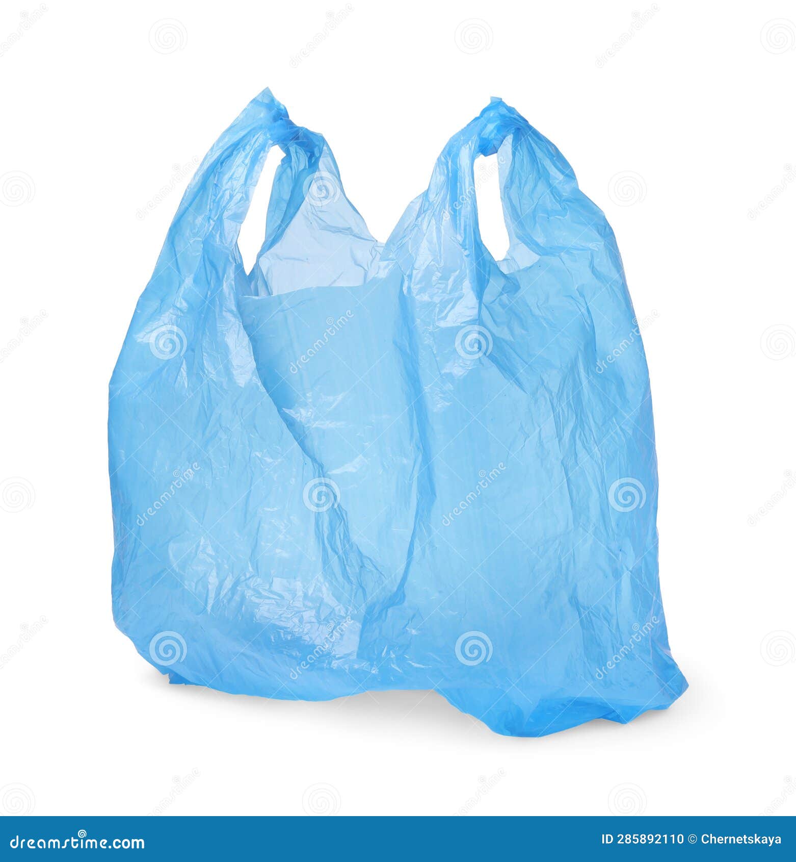 One Light Blue Plastic Bag Isolated on White Stock Photo - Image of ...