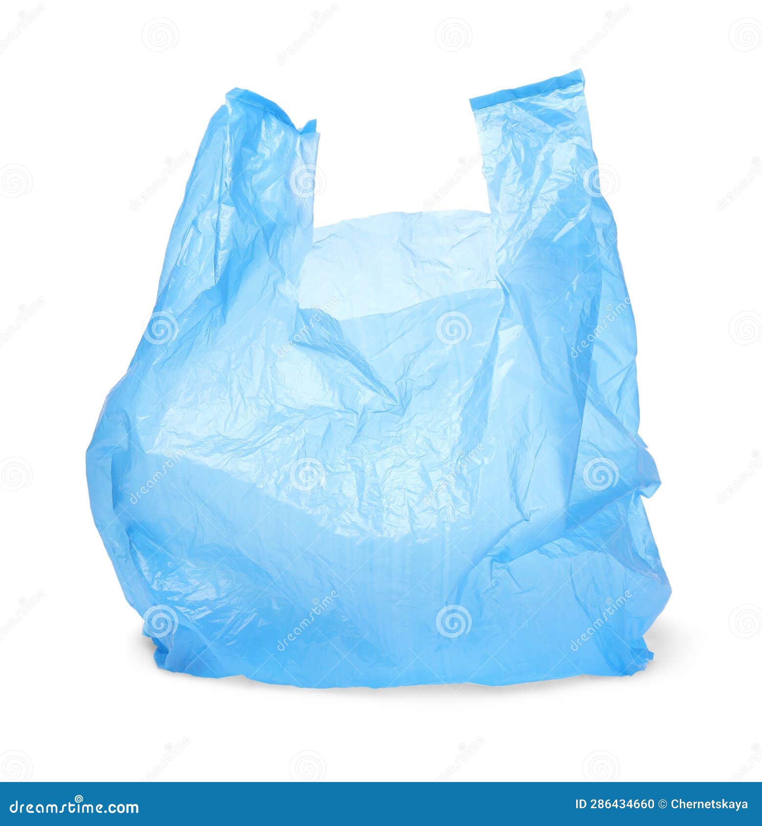 One Light Blue Plastic Bag Isolated on White Stock Photo - Image of ...