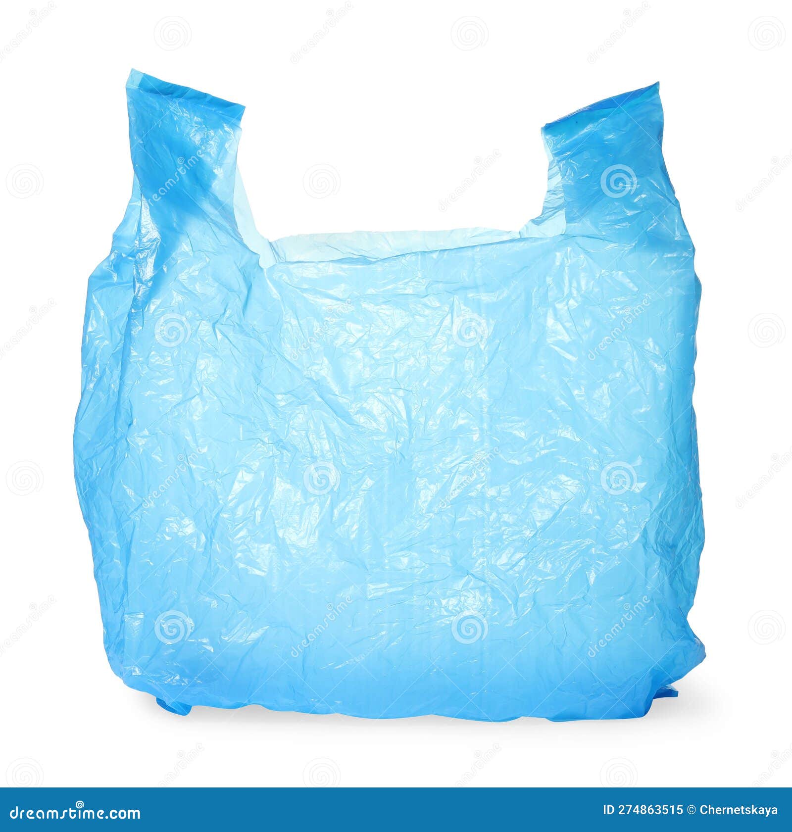 One Light Blue Plastic Bag Isolated on White Stock Image - Image of ...