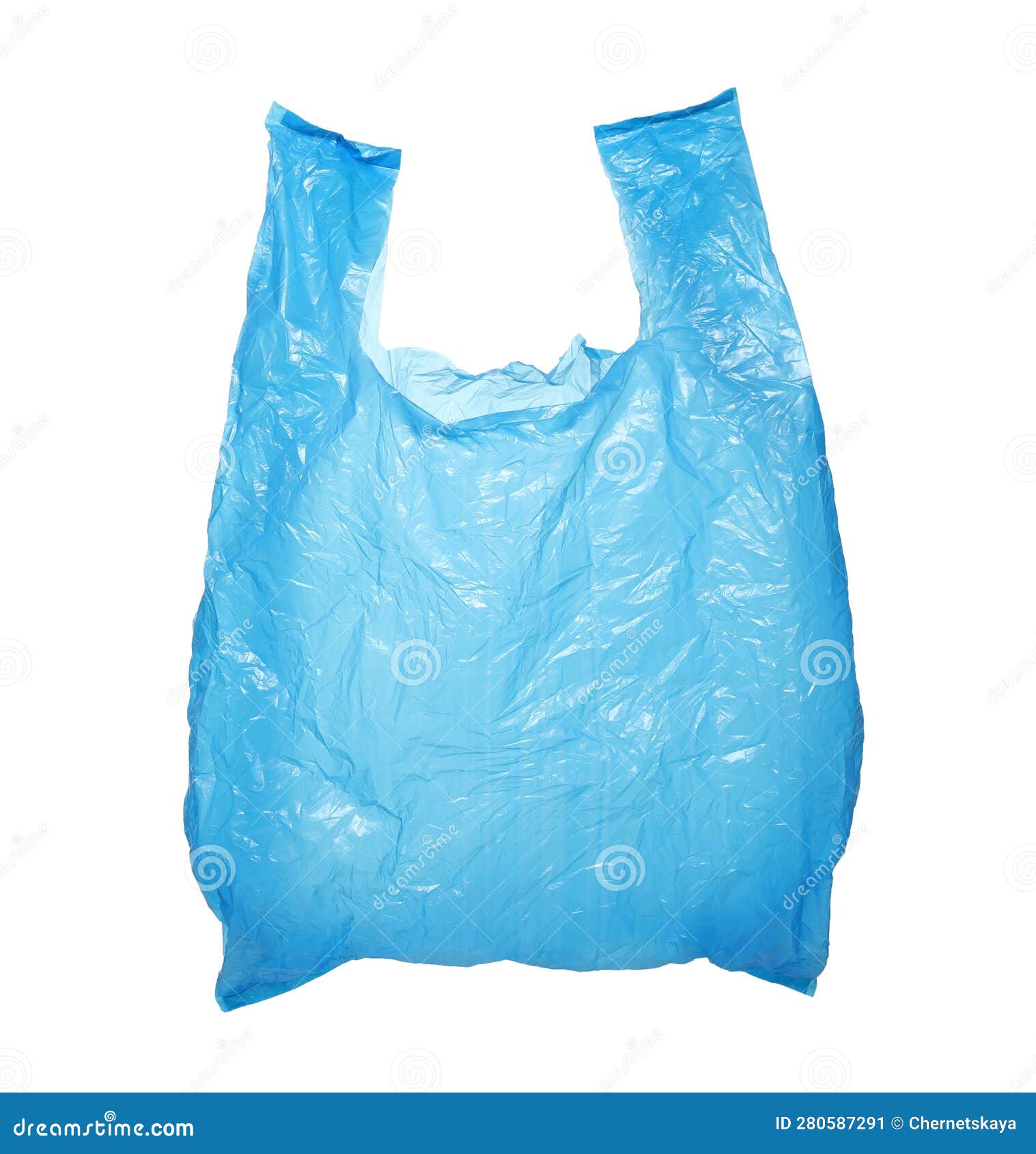One Light Blue Plastic Bag Isolated on White Stock Image - Image of ...