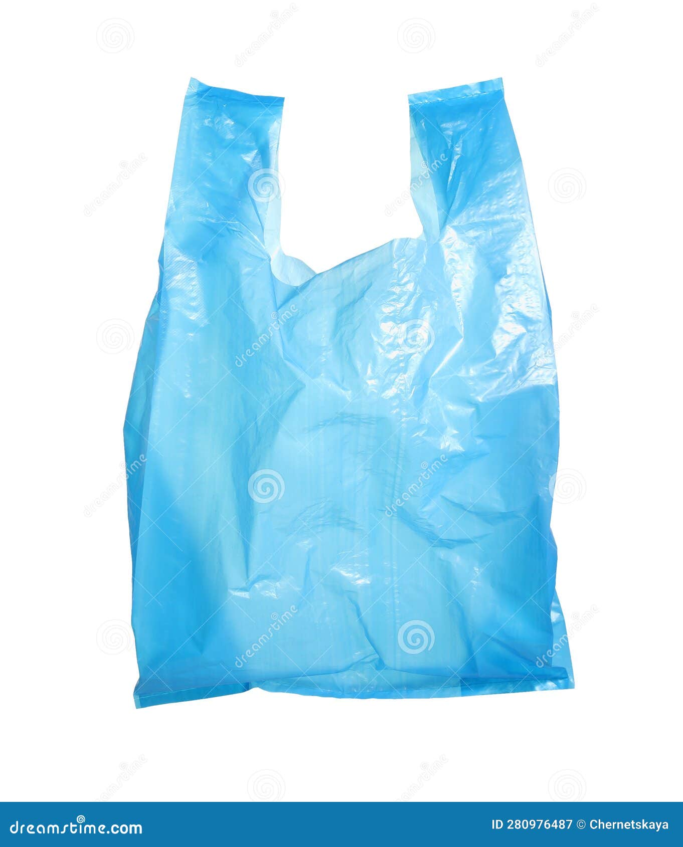One Light Blue Plastic Bag Isolated on White Stock Image - Image of ...