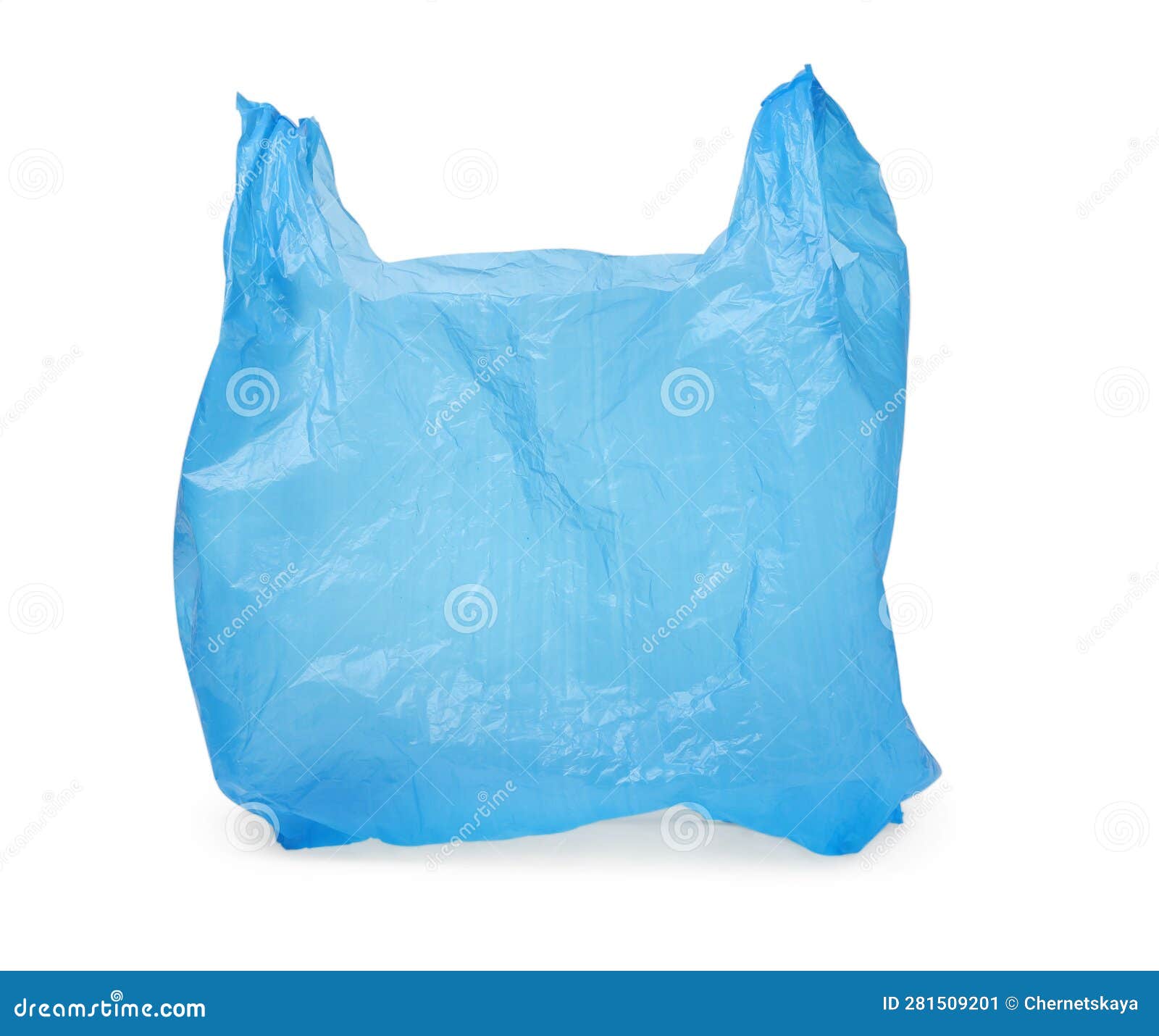 One Blue Plastic Bag Isolated on White Stock Image - Image of ...