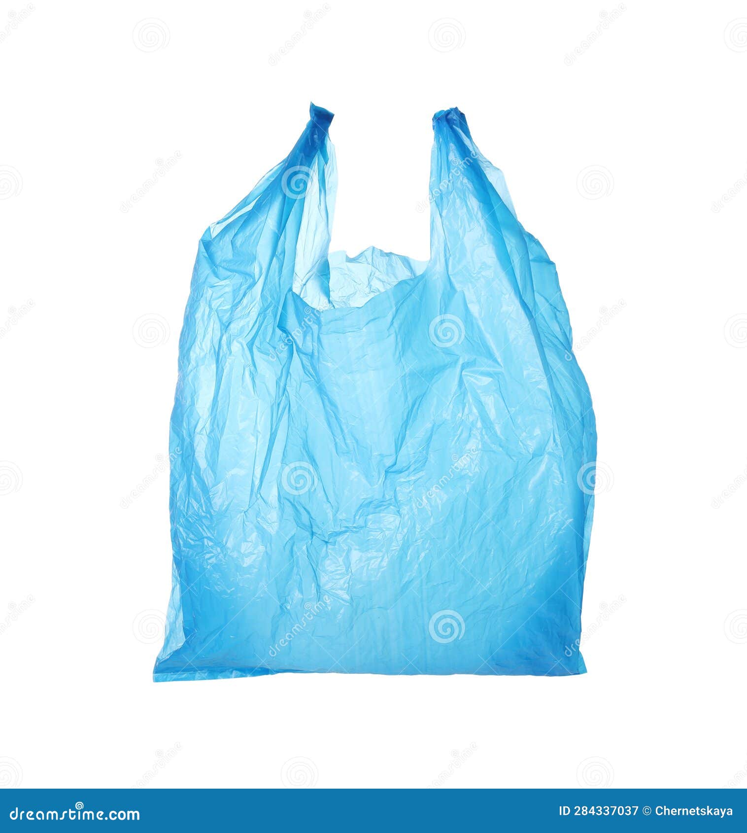 One Light Blue Plastic Bag Isolated on White Stock Image - Image of ...