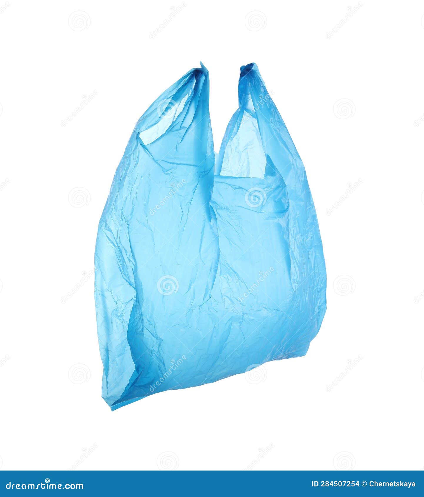 One Light Blue Plastic Bag Isolated on White Stock Photo - Image of ...