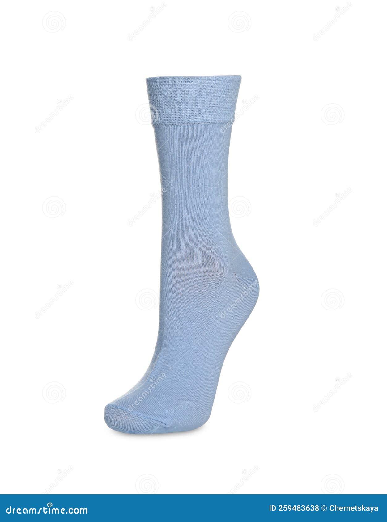 One Light Blue Sock on White Background Stock Photo - Image of apparel ...