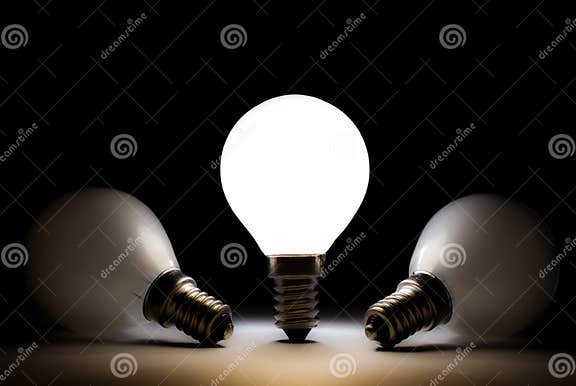 One Light Bulb Shining Other Bulbs Dead Stock Image - Image of ...