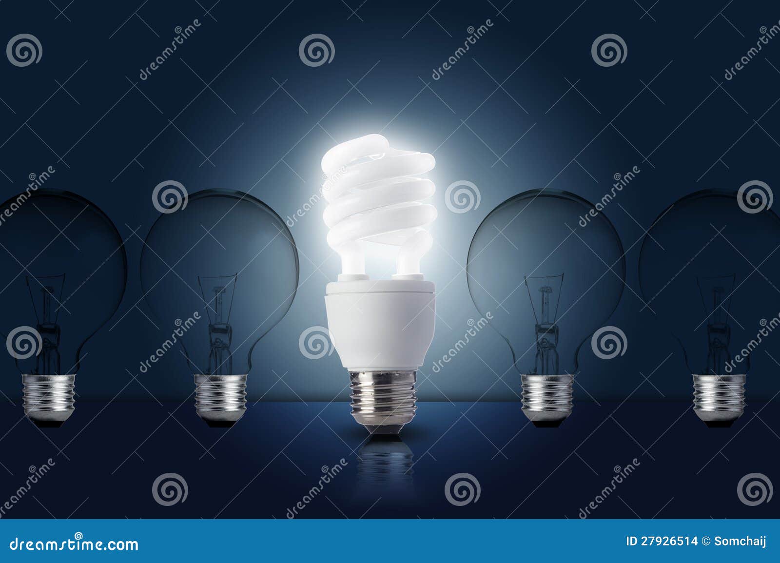 One Light bulb turn on stock illustration. Illustration of glowing ...