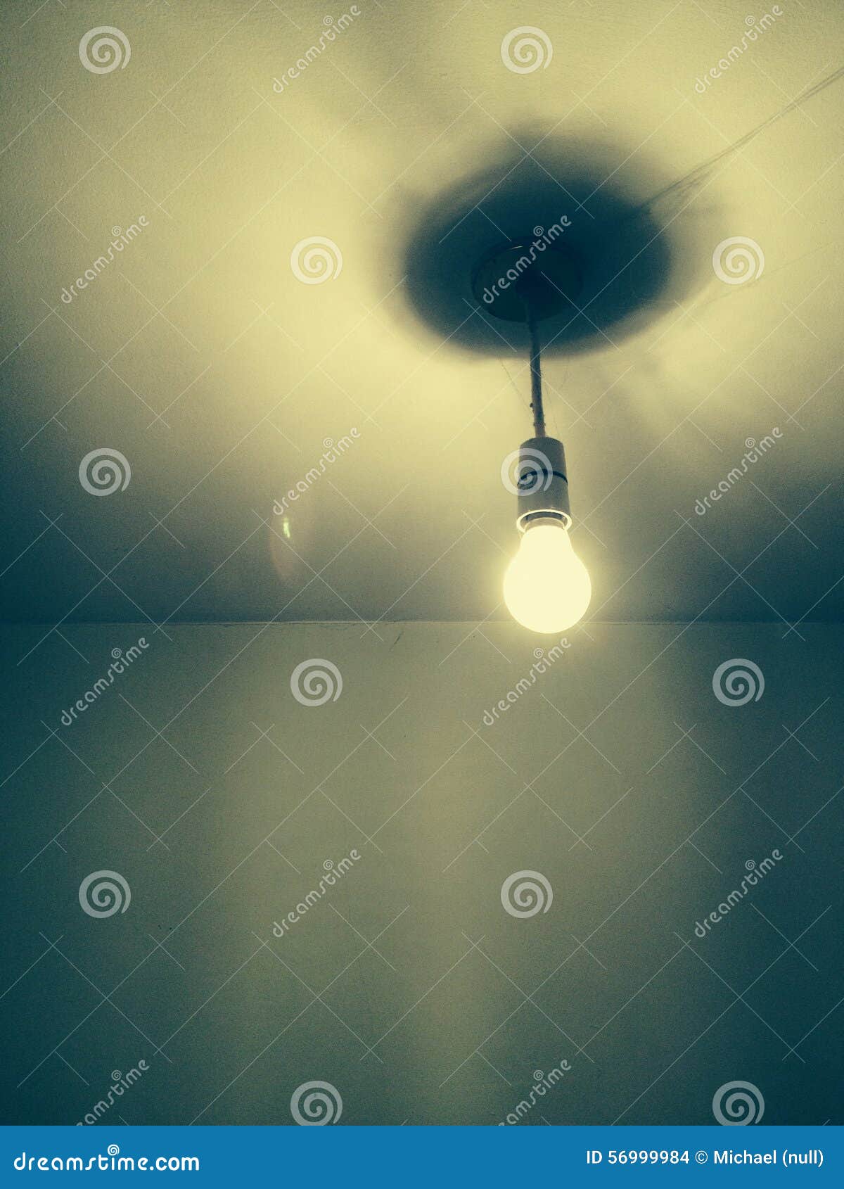 One lightbulb stock photo. Image of hanging, shadow, wire - 56999984
