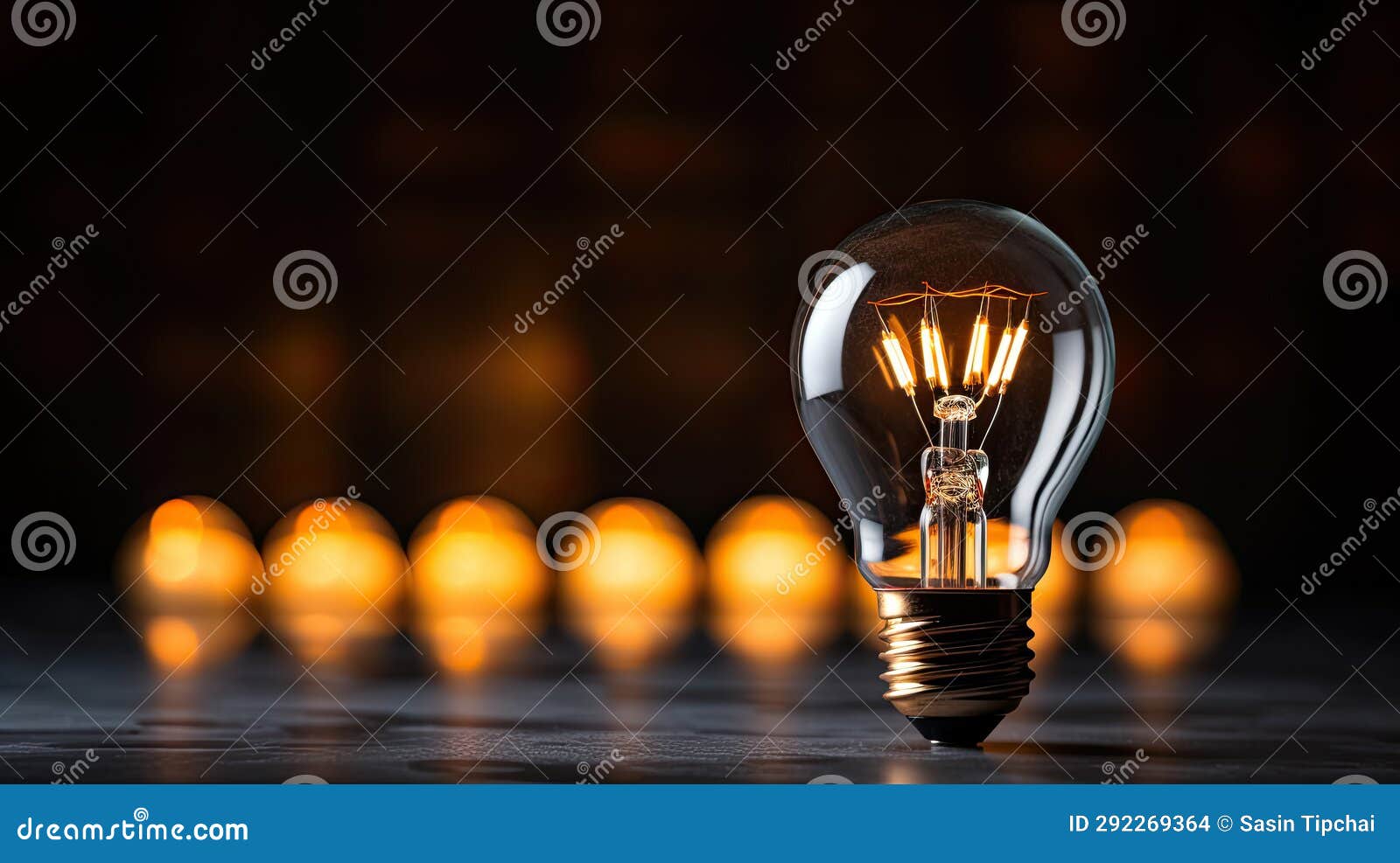 One of Lightbulb Glowing Dark Area with Copy Space for Creative ...