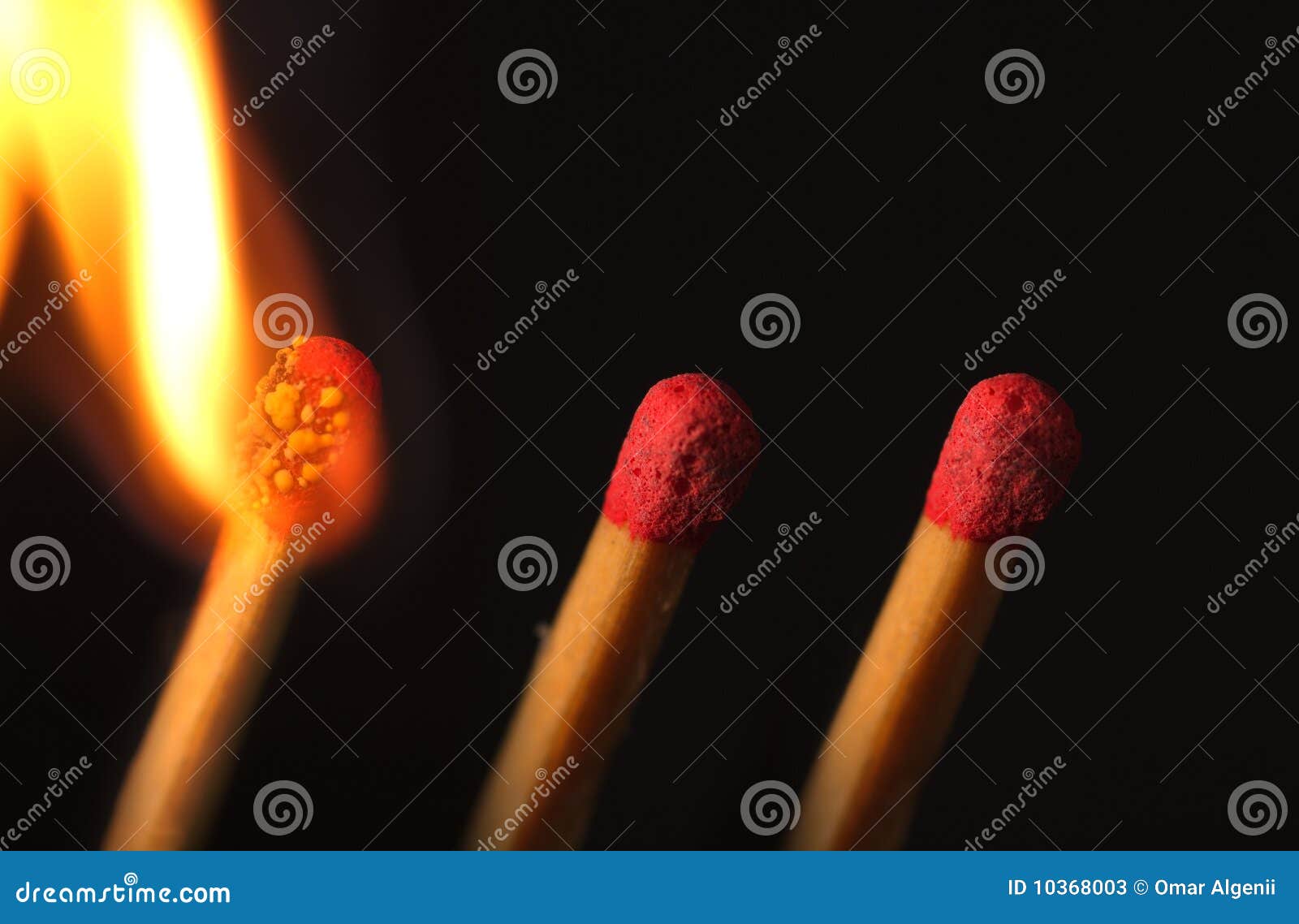 One Lights on Three Matches Stock Image - Image of fire, background ...