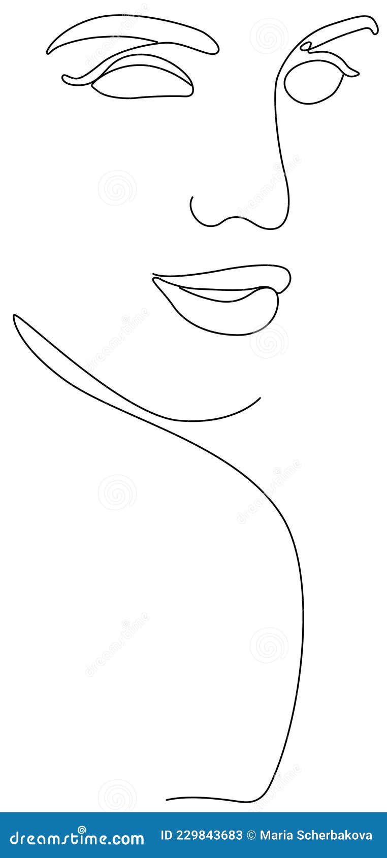 One Line Drawing Girl Profile Stock Vector - Illustration of monochrome ...