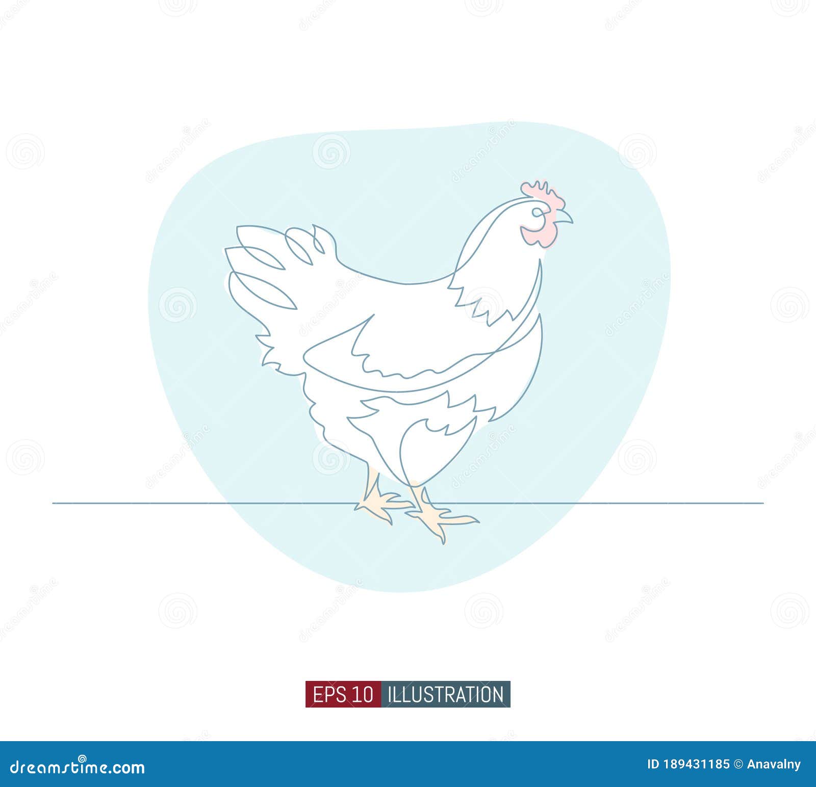 Continuous Line Drawing of Chicken. Vector Illustration. Stock Vector ...