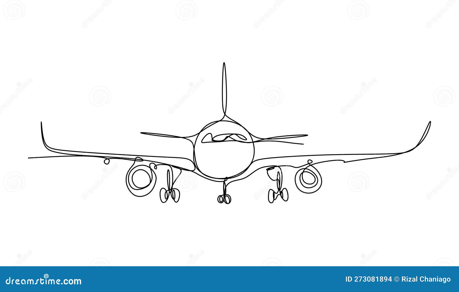 One Line Art. Continues Line Art. Hand Drawing Of A Airplane Stock ...