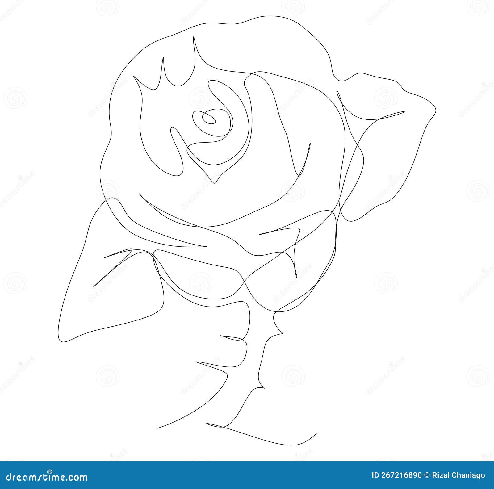 One-line Art. One Continues Line Art. White Rose On White Background ...