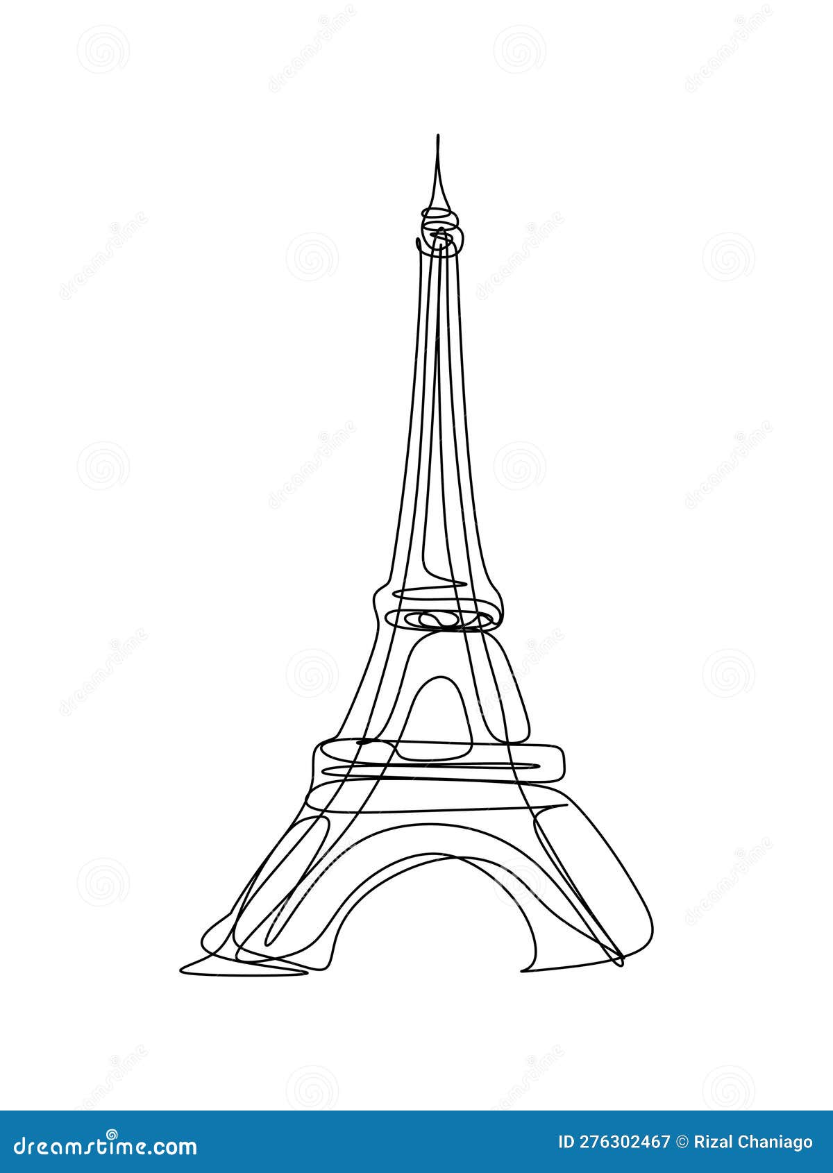 One Line Art. One Continuous Line Art of the Eiffel Tower Stock ...
