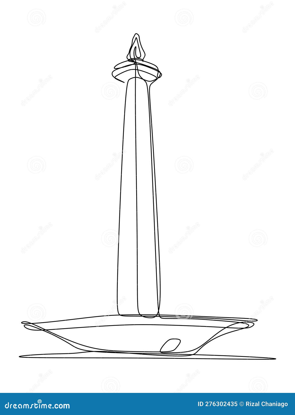 One Line Art. One Continuous Line Art of a Monumen Nasional (Monas ...