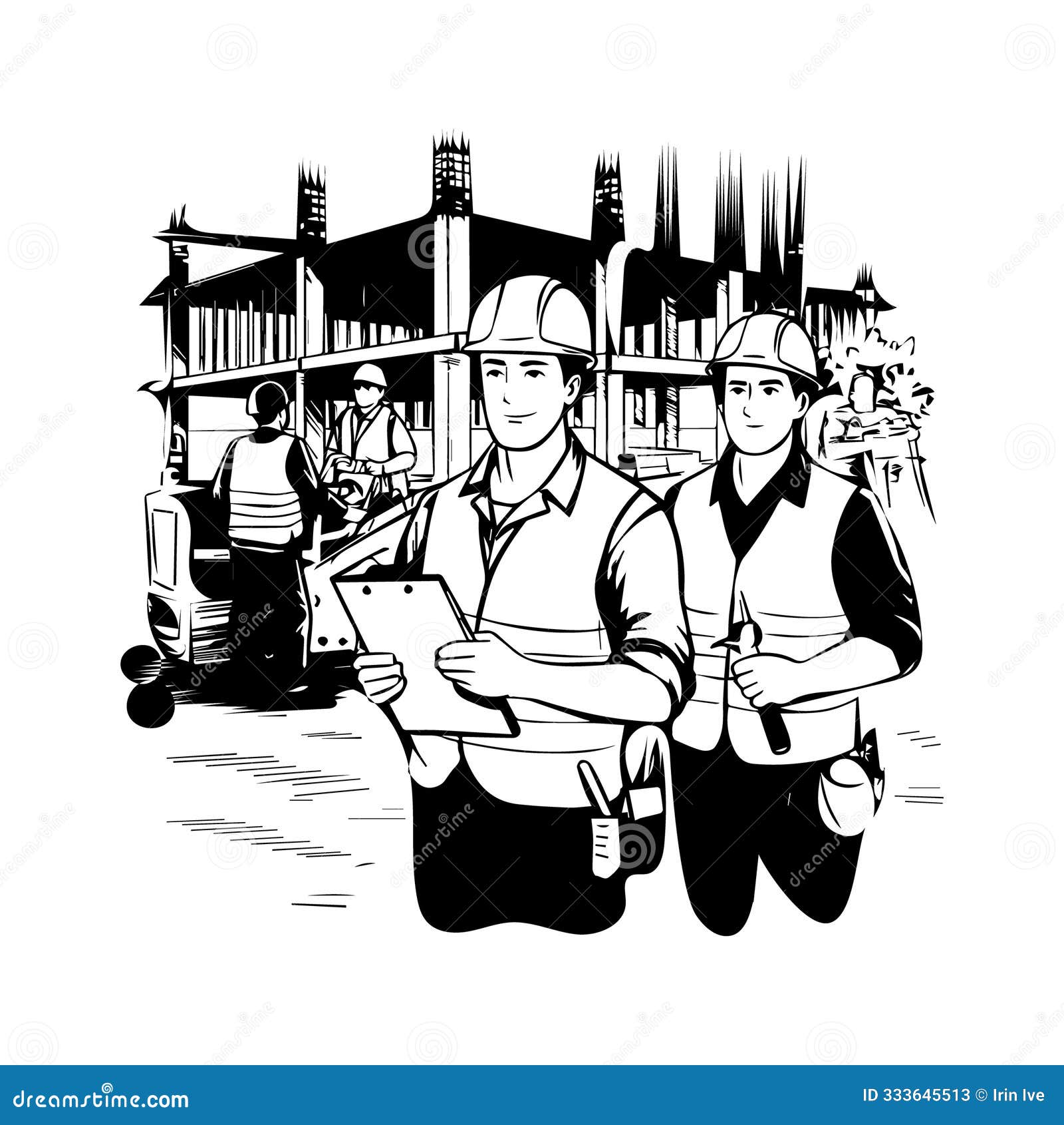 A One Line Art Image of a Construction Stock Illustration ...