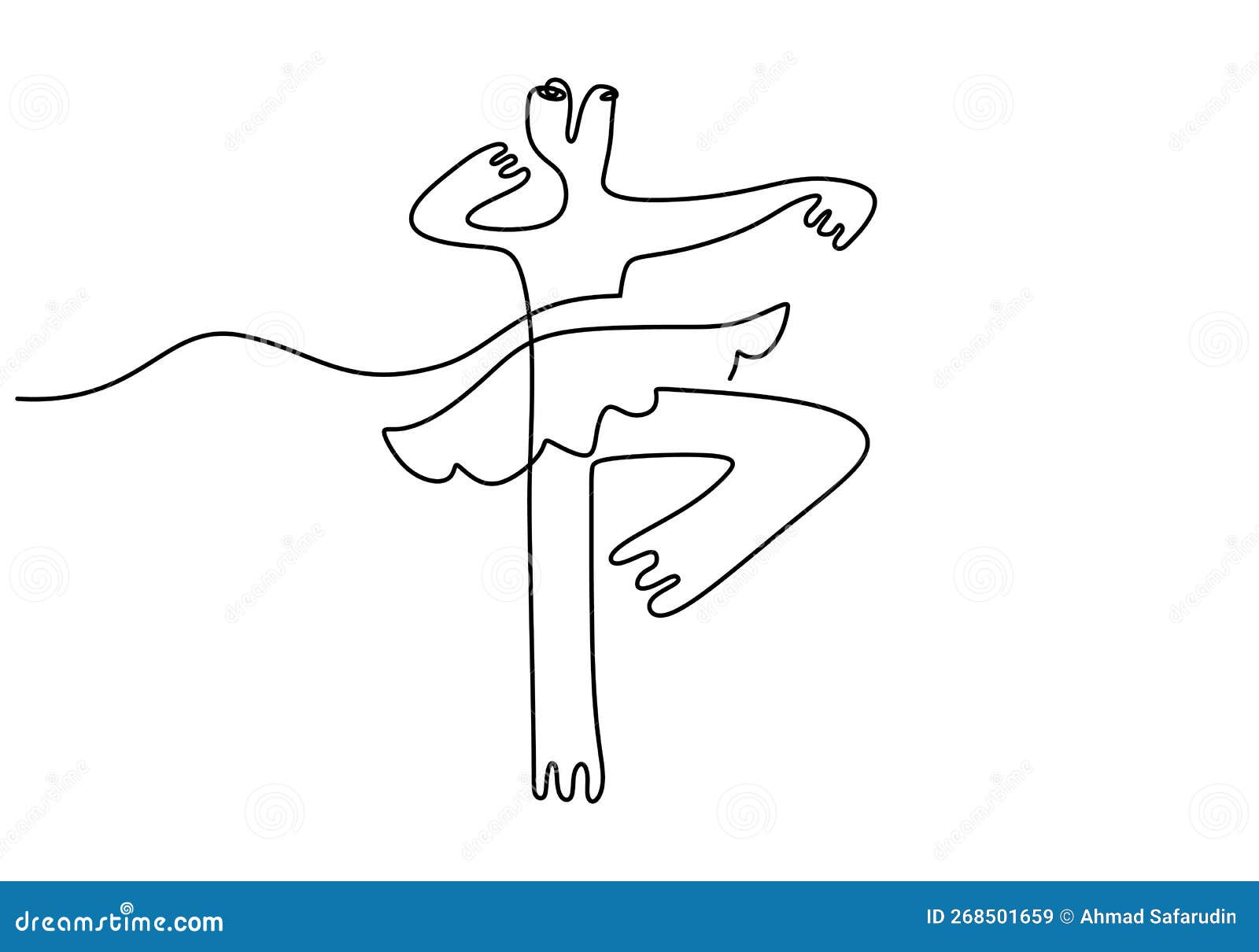 One Line of Ballerina Isolated on White Background. Hand Drawing Single ...