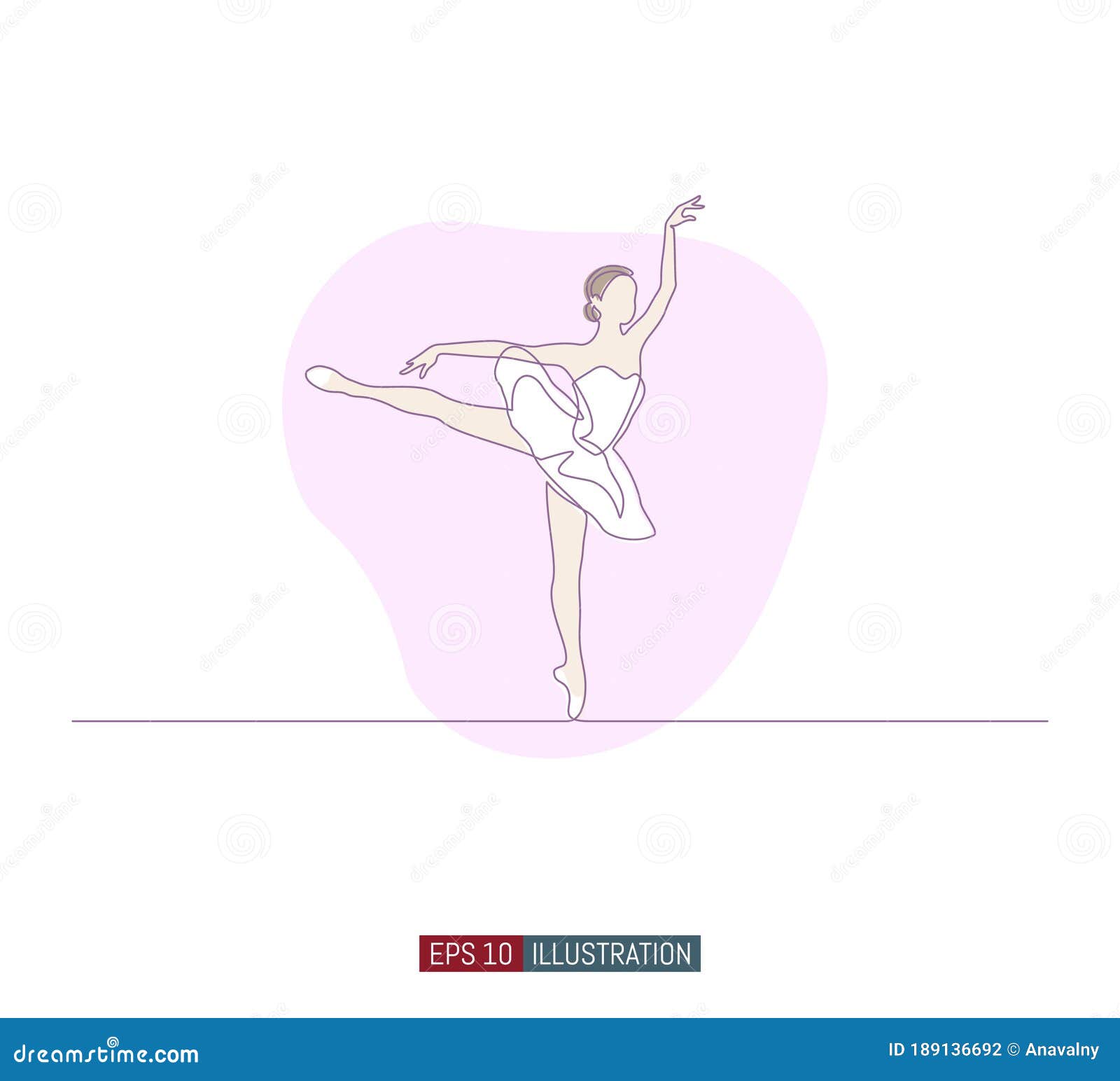 Continuous Line Drawing of Ballerina. Vector Illustration. Stock Vector ...
